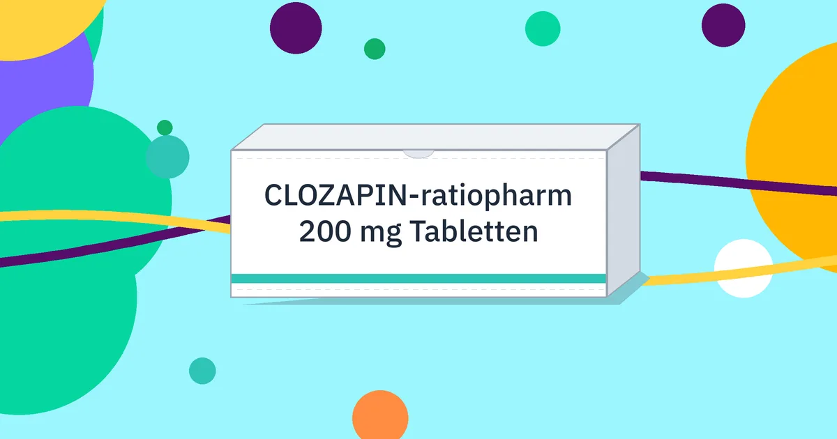 Symbolbild: Packung mit der Aufschrift CLOZAPIN-ratiopharm 200 mg Tabletten (PZN 04991803) – Verfügbarkeit und Bezug in Apotheken in Frankfurt am Main