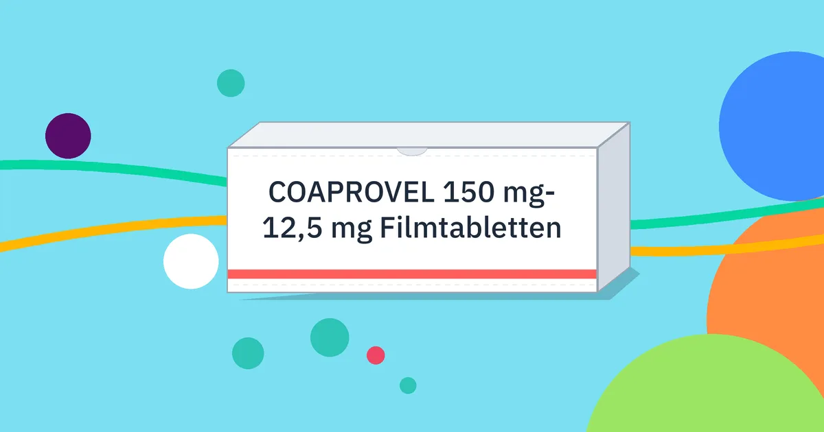 Symbolbild: Packung mit der Aufschrift COAPROVEL 150 mg-12,5 mg Filmtabletten (PZN 17947011) – Verfügbarkeit und Bezug in Apotheken in Frankfurt am Main