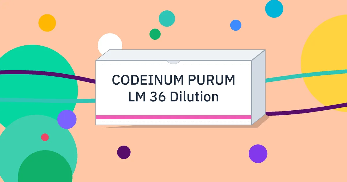 Symbolbild: Packung mit der Aufschrift CODEINUM PURUM LM 36 Dilution (PZN 12830669) – Verfügbarkeit und Bezug in Apotheken in Frankfurt am Main