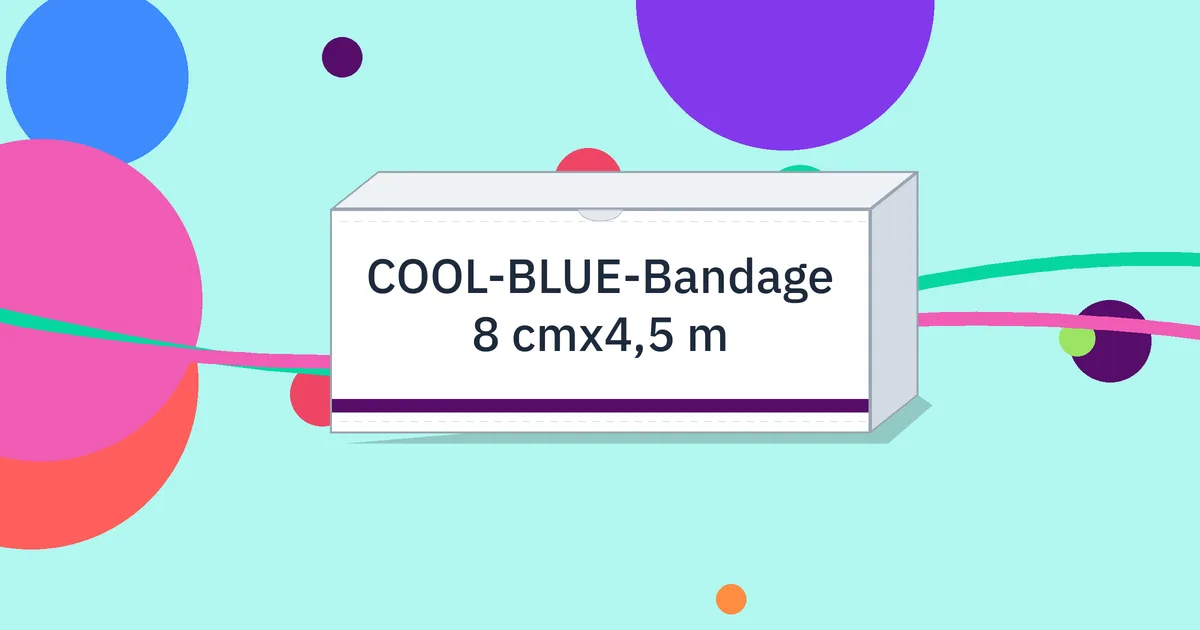 Symbolbild: Packung mit der Aufschrift COOL-BLUE-Bandage 8 cmx4,5 m (PZN 19873920) – Verfügbarkeit und Bezug in Apotheken in Frankfurt am Main