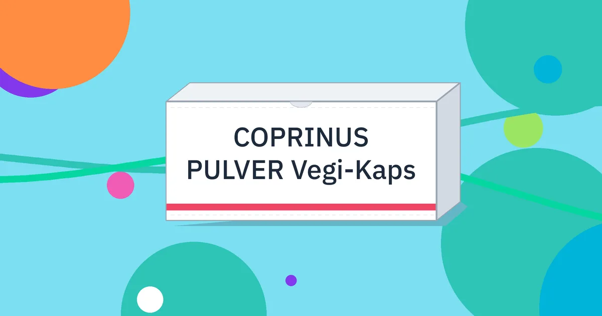 Symbolbild: Packung mit der Aufschrift COPRINUS PULVER Vegi-Kaps (PZN 06922433) – Verfügbarkeit und Bezug in Apotheken in Frankfurt am Main
