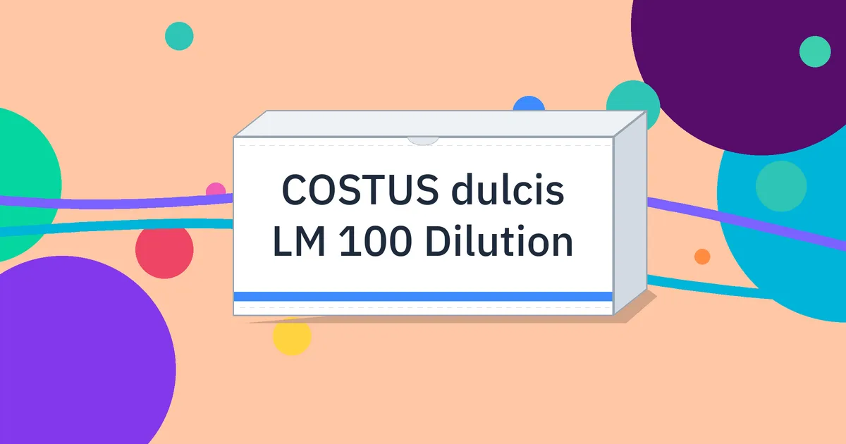 Symbolbild: Packung mit der Aufschrift COSTUS dulcis LM 100 Dilution (PZN 13455216) – Verfügbarkeit und Bezug in Apotheken in Frankfurt am Main