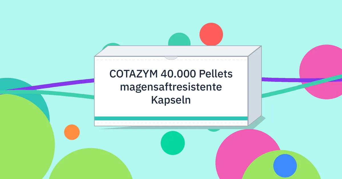 Symbolbild: Packung mit der Aufschrift COTAZYM 40.000 Pellets magensaftresistente Kapseln (PZN 00436453) – Verfügbarkeit und Bezug in Apotheken in Frankfurt am Main