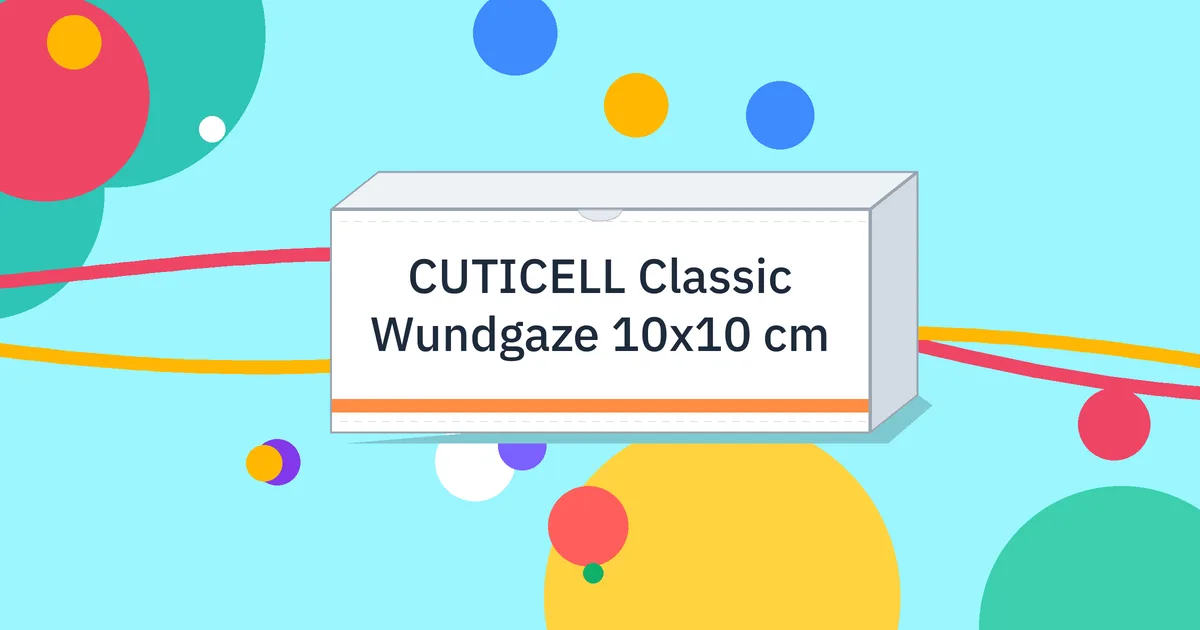 Symbolbild: Packung mit der Aufschrift CUTICELL Classic Wundgaze 10x10 cm (PZN 17433743) – Verfügbarkeit und Bezug in Apotheken in Frankfurt am Main