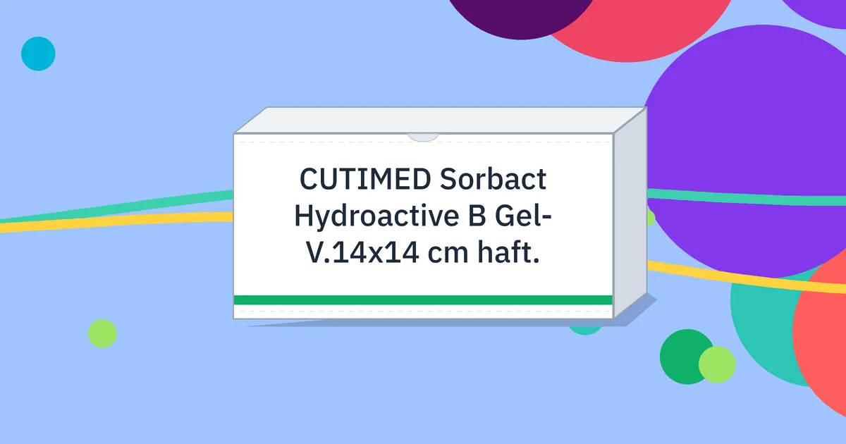 Symbolbild: Packung mit der Aufschrift CUTIMED Sorbact Hydroactive B Gel-V.14x14 cm haft. (PZN 14221466) – Verfügbarkeit und Bezug in Apotheken in Frankfurt am Main