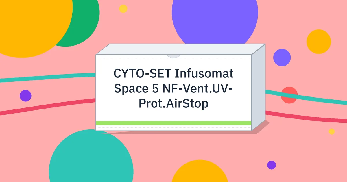 Symbolbild: Packung mit der Aufschrift CYTO-SET Infusomat Space 5 NF-Vent.UV-Prot.AirStop (PZN 12467306) – Verfügbarkeit und Bezug in Apotheken in Frankfurt am Main