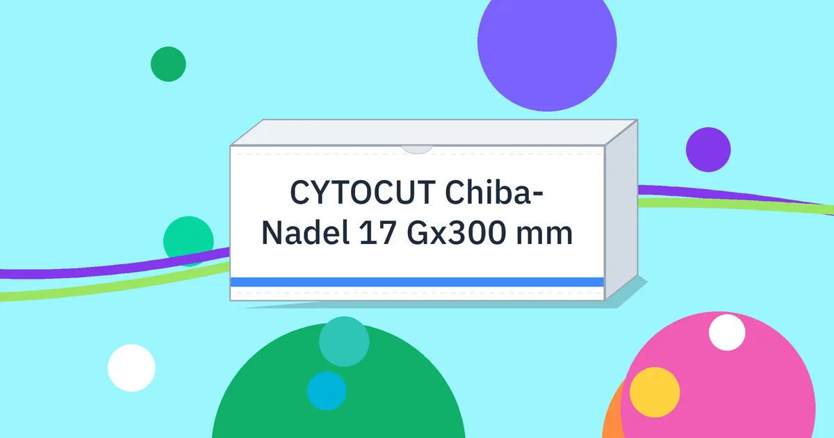 Symbolbild: Packung mit der Aufschrift CYTOCUT Chiba-Nadel 17 Gx300 mm (PZN 19735106) – Verfügbarkeit und Bezug in Apotheken in Frankfurt am Main