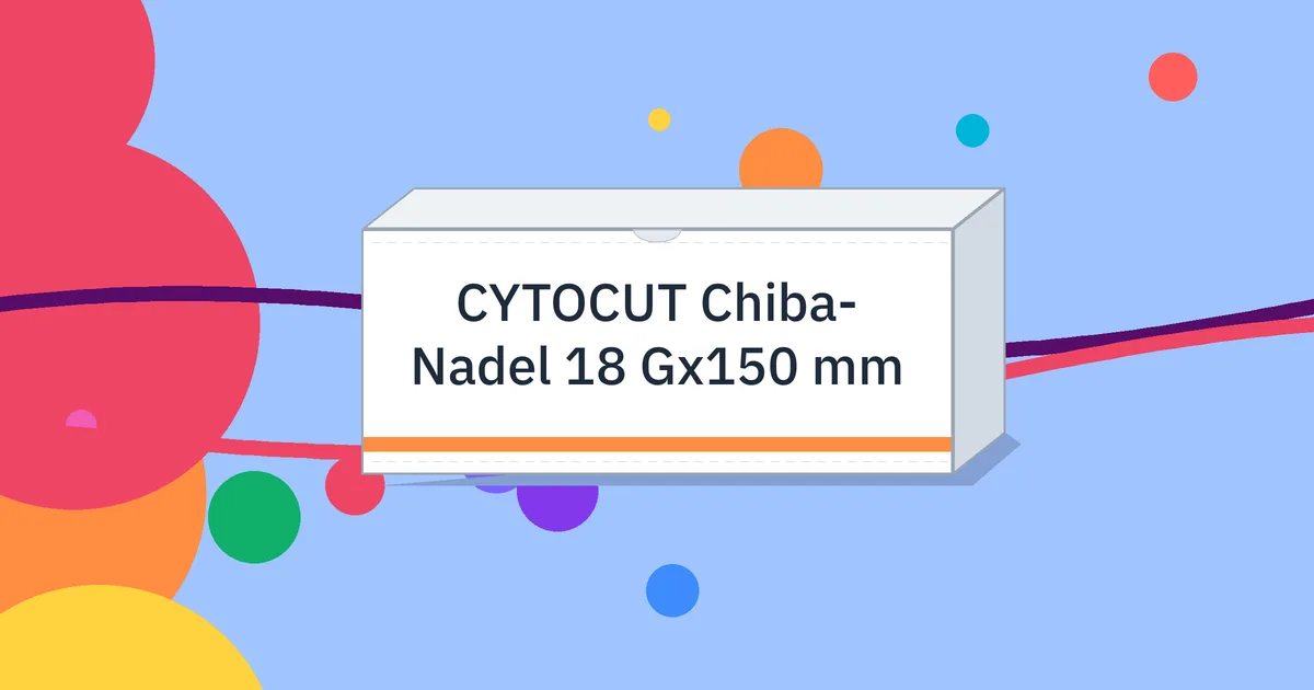 Symbolbild: Packung mit der Aufschrift CYTOCUT Chiba-Nadel 18 Gx150 mm (PZN 19735158) – Verfügbarkeit und Bezug in Apotheken in Frankfurt am Main