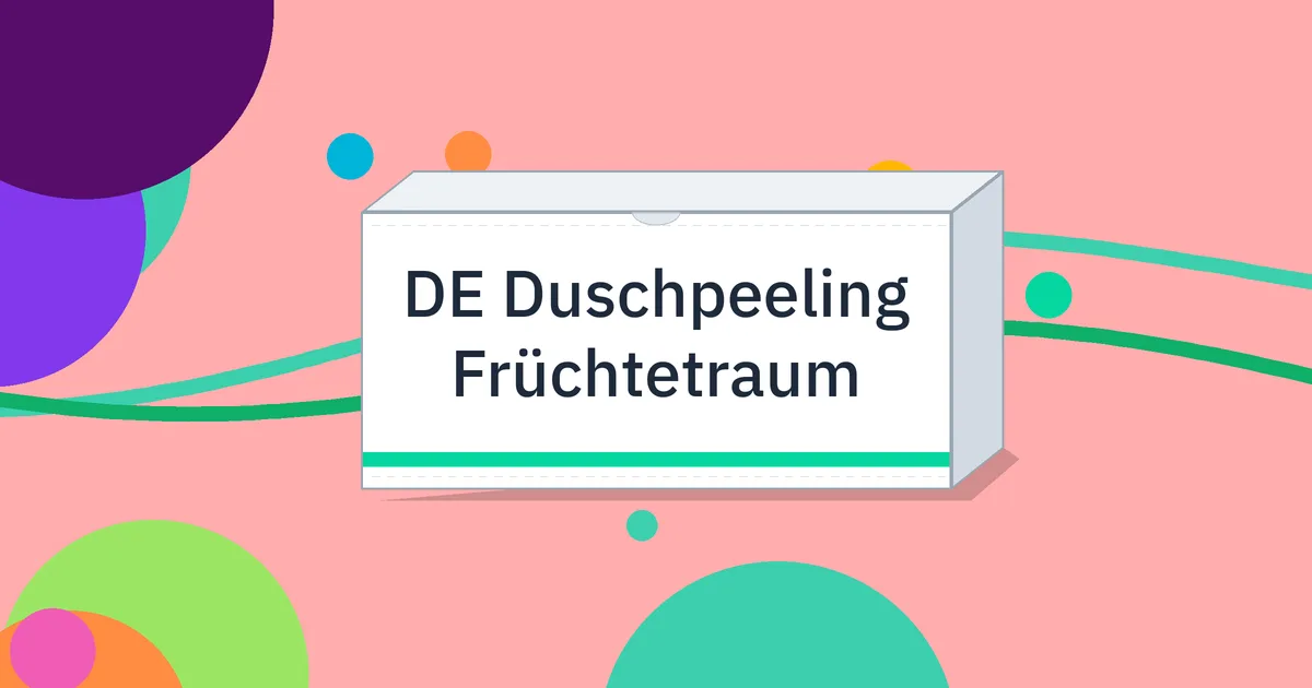 Symbolbild: Packung mit der Aufschrift DE Duschpeeling Früchtetraum (PZN 16387372) – Verfügbarkeit und Bezug in Apotheken in Frankfurt am Main