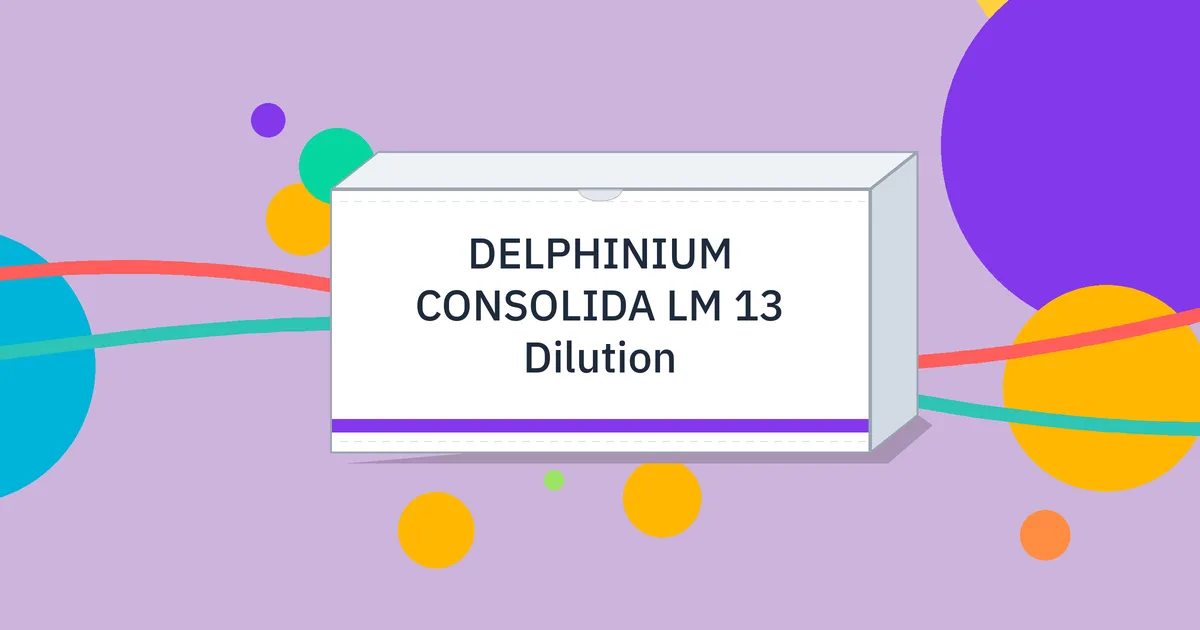 Symbolbild: Packung mit der Aufschrift DELPHINIUM CONSOLIDA LM 13 Dilution (PZN 13463316) – Verfügbarkeit und Bezug in Apotheken in Frankfurt am Main