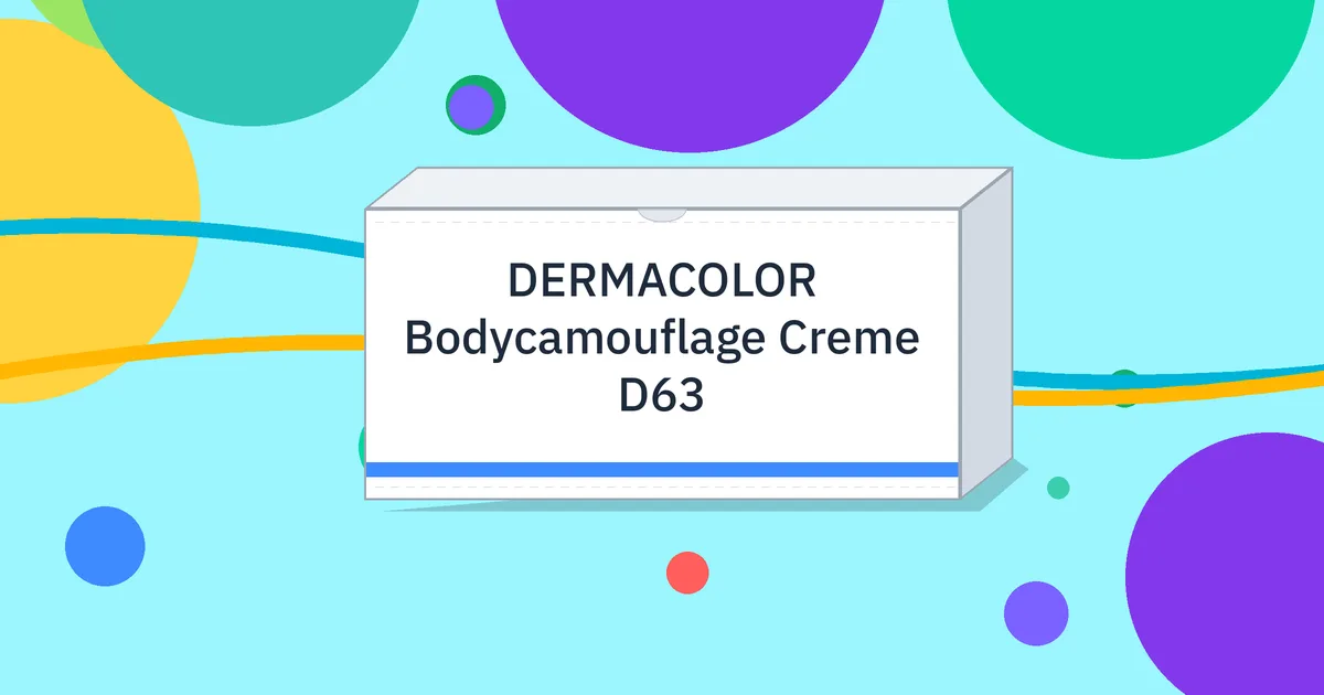 Symbolbild: Packung mit der Aufschrift DERMACOLOR Bodycamouflage Creme D63 (PZN 15818373) – Verfügbarkeit und Bezug in Apotheken in Frankfurt am Main