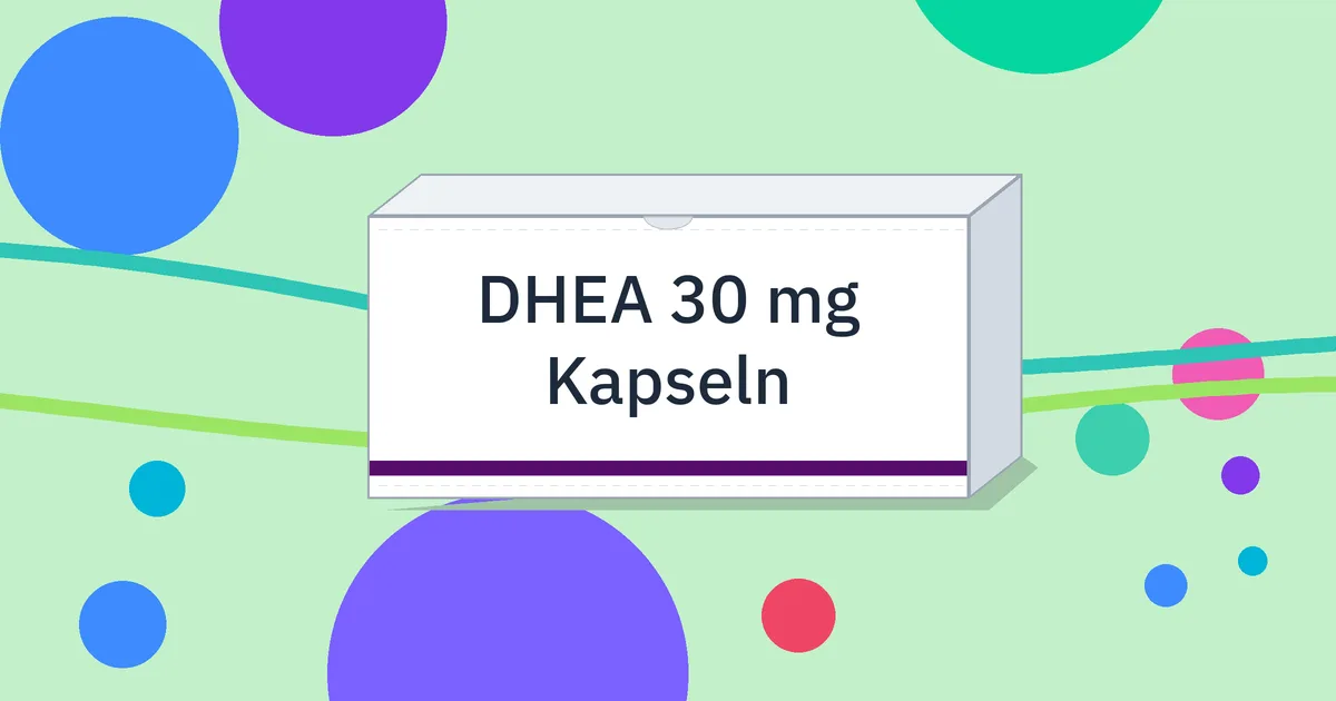 Symbolbild: Packung mit der Aufschrift DHEA 30 mg Kapseln (PZN 18682661) – Verfügbarkeit und Bezug in Apotheken in Frankfurt am Main