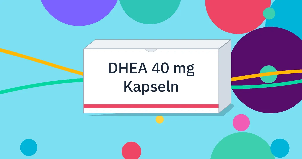 Symbolbild: Packung mit der Aufschrift DHEA 40 mg Kapseln (PZN 18718152) – Verfügbarkeit und Bezug in Apotheken in Frankfurt am Main