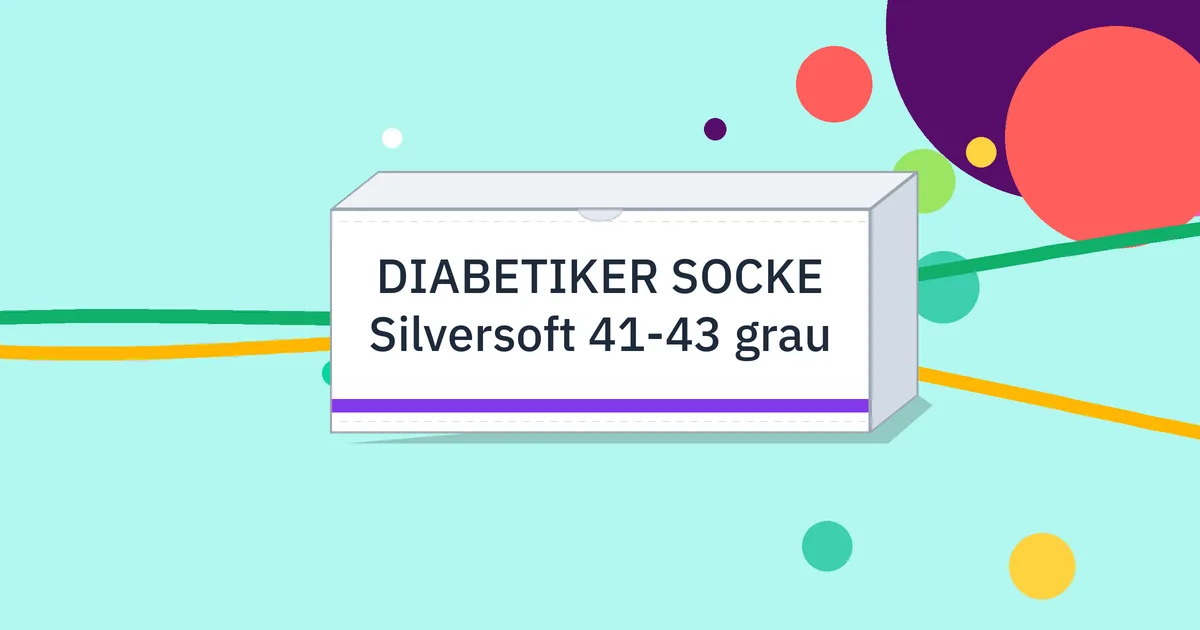 Symbolbild: Packung mit der Aufschrift DIABETIKER SOCKE Silversoft 41-43 grau (PZN 01870364) – Verfügbarkeit und Bezug in Apotheken in Frankfurt am Main