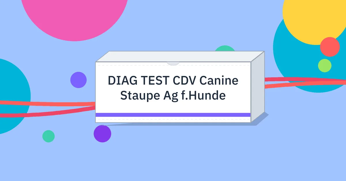 Symbolbild: Packung mit der Aufschrift DIAG TEST CDV Canine Staupe Ag f.Hunde (PZN 17570687) – Verfügbarkeit und Bezug in Apotheken in Frankfurt am Main