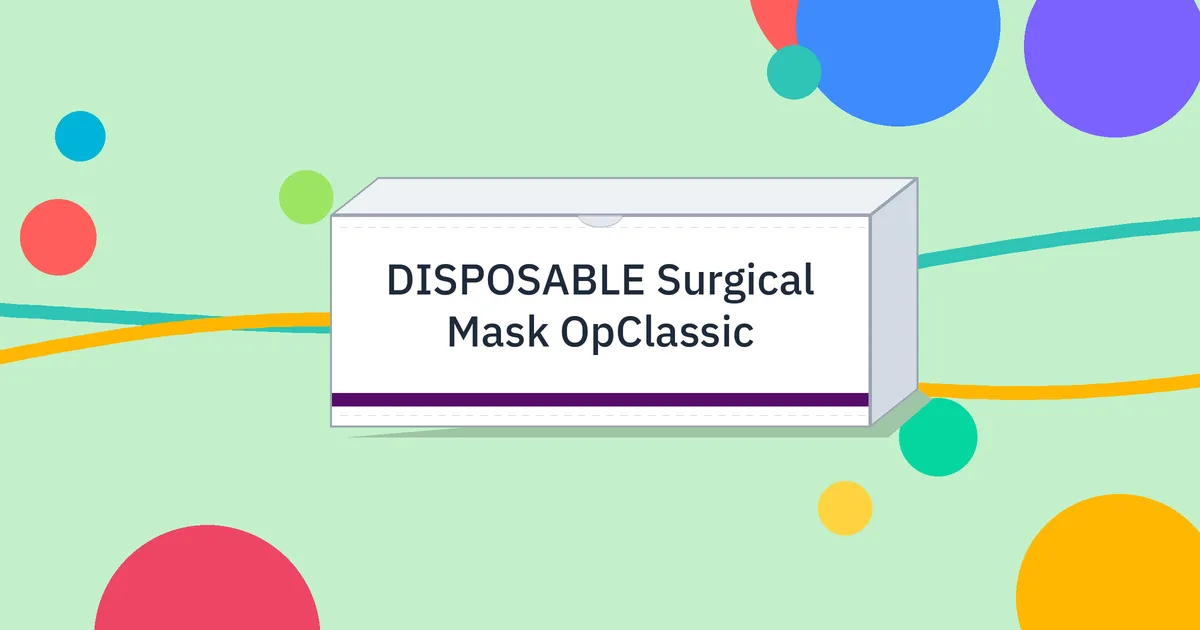 Symbolbild: Packung mit der Aufschrift DISPOSABLE Surgical Mask OpClassic (PZN 16687045) – Verfügbarkeit und Bezug in Apotheken in Frankfurt am Main