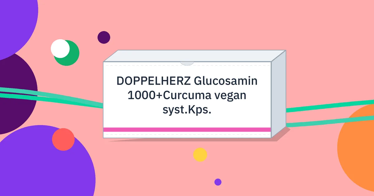Symbolbild: Packung mit der Aufschrift DOPPELHERZ Glucosamin 1000+Curcuma vegan syst.Kps. (PZN 17250505) – Verfügbarkeit und Bezug in Apotheken in Frankfurt am Main