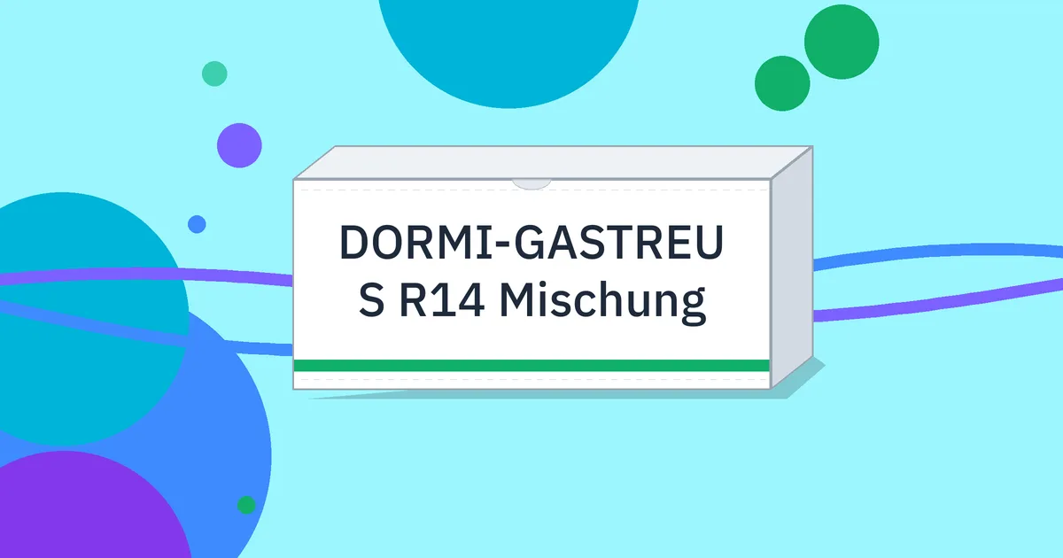 Symbolbild: Packung mit der Aufschrift DORMI-GASTREU S R14 Mischung (PZN 01686689) – Verfügbarkeit und Bezug in Apotheken in Frankfurt am Main