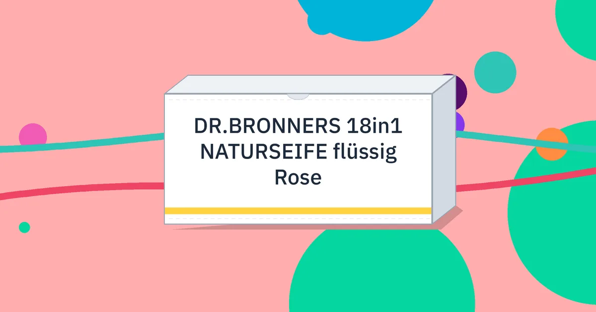 Symbolbild: Packung mit der Aufschrift DR.BRONNERS 18in1 NATURSEIFE flüssig Rose (PZN 19241427) – Verfügbarkeit und Bezug in Apotheken in Frankfurt am Main