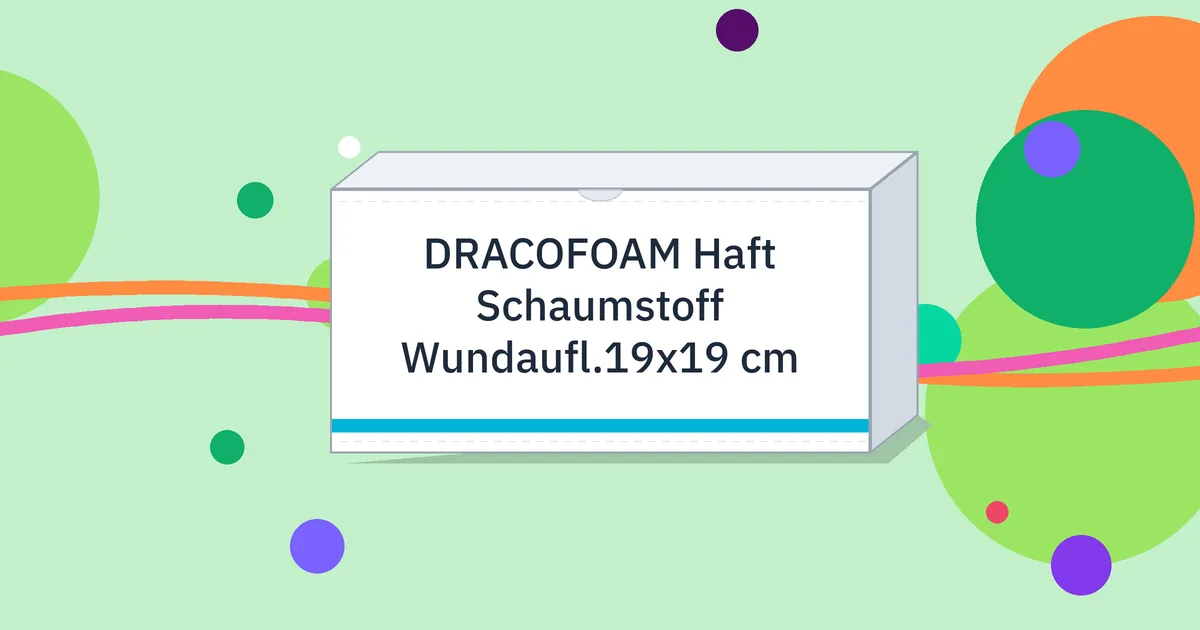 Symbolbild: Packung mit der Aufschrift DRACOFOAM Haft Schaumstoff Wundaufl.19x19 cm (PZN 20207654) – Verfügbarkeit und Bezug in Apotheken in Frankfurt am Main