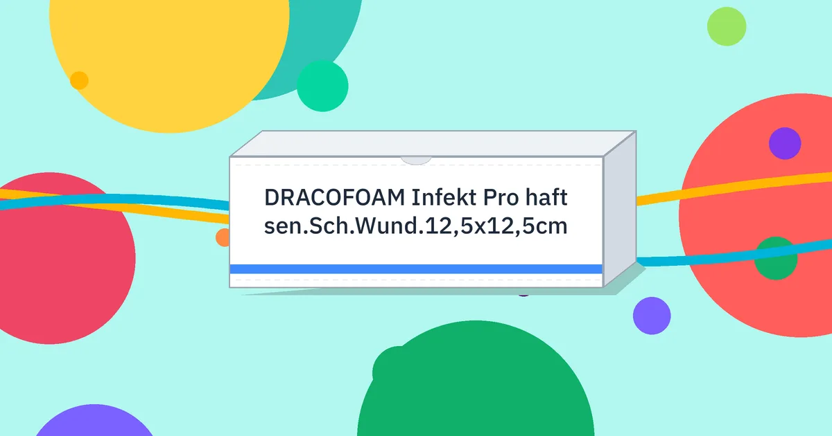 Symbolbild: Packung mit der Aufschrift DRACOFOAM Infekt Pro haft sen.Sch.Wund.12,5x12,5cm (PZN 19964172) – Verfügbarkeit und Bezug in Apotheken in Frankfurt am Main