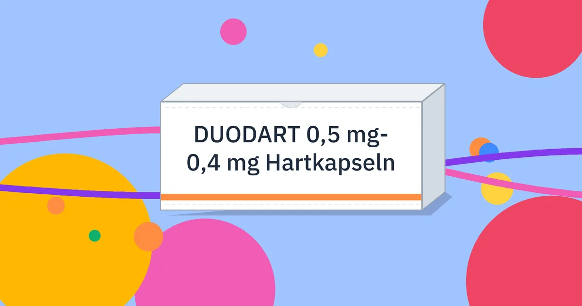 Symbolbild: Packung mit der Aufschrift DUODART 0,5 mg-0,4 mg Hartkapseln (PZN 09921285) – Verfügbarkeit und Bezug in Apotheken in Frankfurt am Main