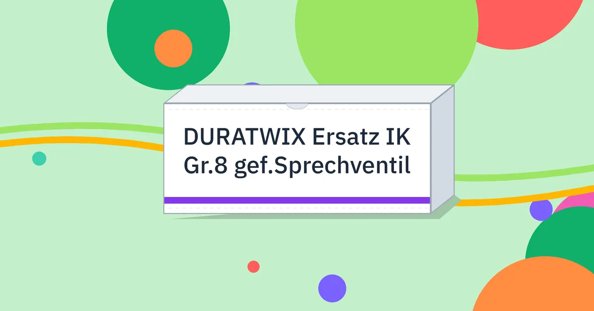 Symbolbild: Packung mit der Aufschrift DURATWIX Ersatz IK Gr.8 gef.Sprechventil (PZN 06983305) – Verfügbarkeit und Bezug in Apotheken in Frankfurt am Main