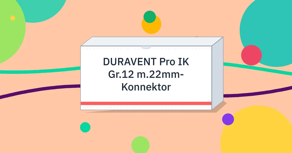 Symbolbild: Packung mit der Aufschrift DURAVENT Pro IK Gr.12 m.22mm-Konnektor (PZN 19244012) – Verfügbarkeit und Bezug in Apotheken in Frankfurt am Main