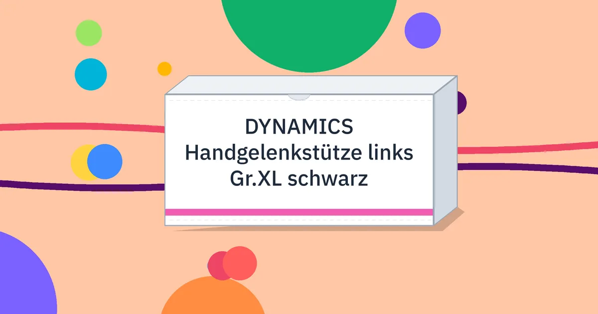 Symbolbild: Packung mit der Aufschrift DYNAMICS Handgelenkstütze links Gr.XL schwarz (PZN 10633485) – Verfügbarkeit und Bezug in Apotheken in Frankfurt am Main