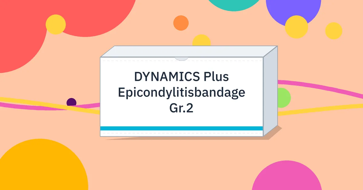 Symbolbild: Packung mit der Aufschrift DYNAMICS Plus Epicondylitisbandage Gr.2 (PZN 12475688) – Verfügbarkeit und Bezug in Apotheken in Frankfurt am Main