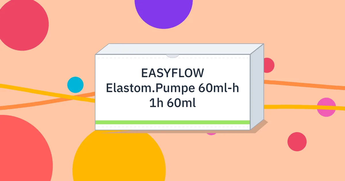 Symbolbild: Packung mit der Aufschrift EASYFLOW Elastom.Pumpe 60ml-h 1h 60ml (PZN 19789496) – Verfügbarkeit und Bezug in Apotheken in Frankfurt am Main