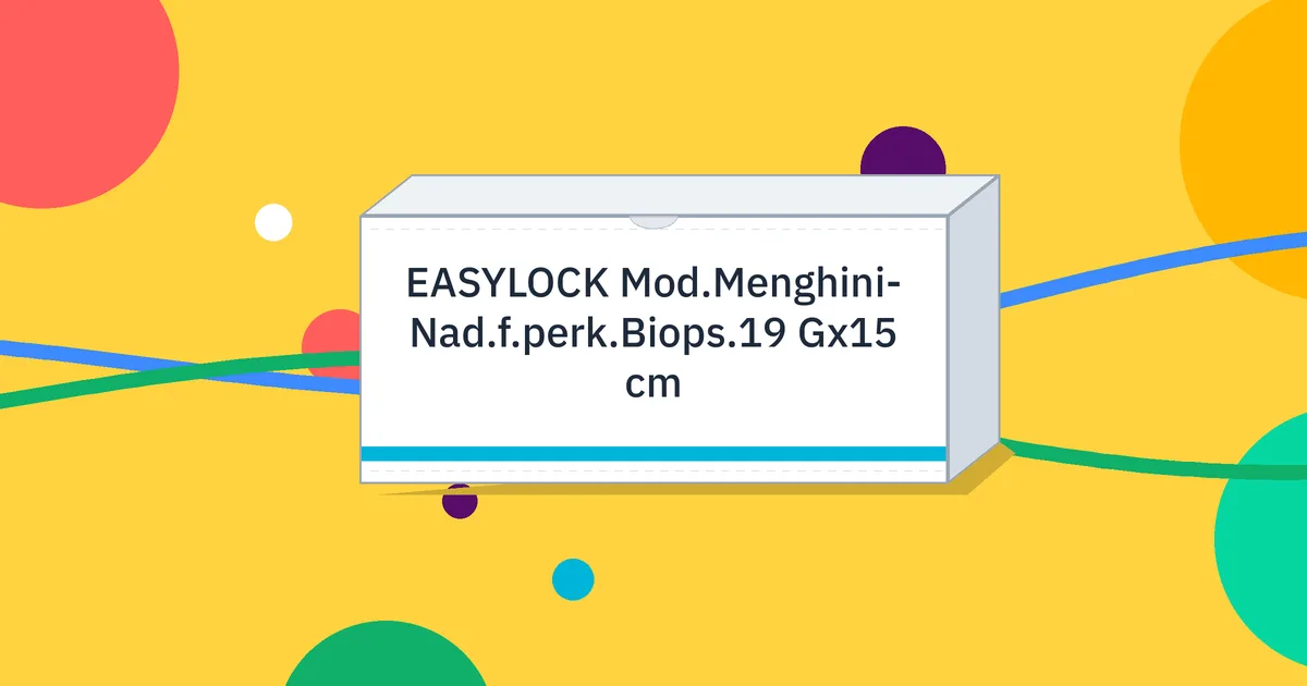 Symbolbild: Packung mit der Aufschrift EASYLOCK Mod.Menghini-Nad.f.perk.Biops.19 Gx15 cm (PZN 16362320) – Verfügbarkeit und Bezug in Apotheken in Frankfurt am Main