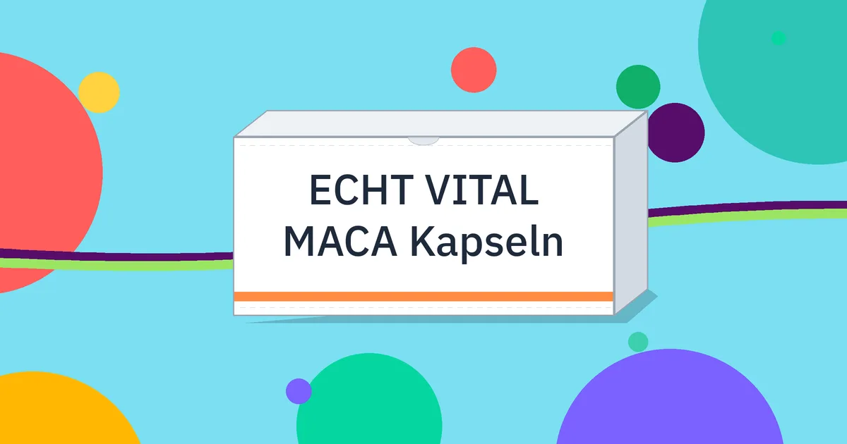 Symbolbild: Packung mit der Aufschrift ECHT VITAL MACA Kapseln (PZN 11221916) – Verfügbarkeit und Bezug in Apotheken in Frankfurt am Main