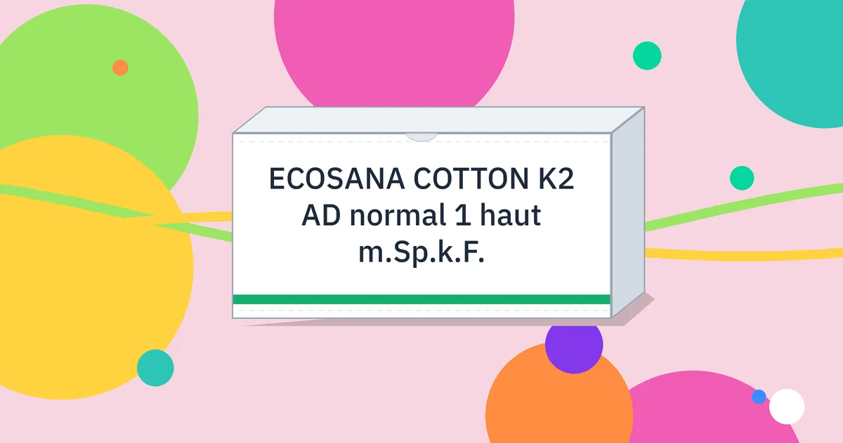 Symbolbild: Packung mit der Aufschrift ECOSANA COTTON K2 AD normal 1 haut m.Sp.k.F. (PZN 16947210) – Verfügbarkeit und Bezug in Apotheken in Frankfurt am Main