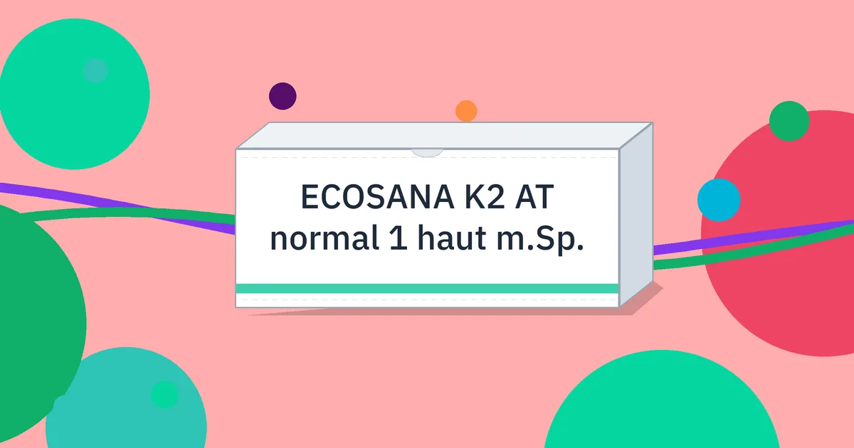 Symbolbild: Packung mit der Aufschrift ECOSANA K2 AT normal 1 haut m.Sp. (PZN 01545960) – Verfügbarkeit und Bezug in Apotheken in Frankfurt am Main
