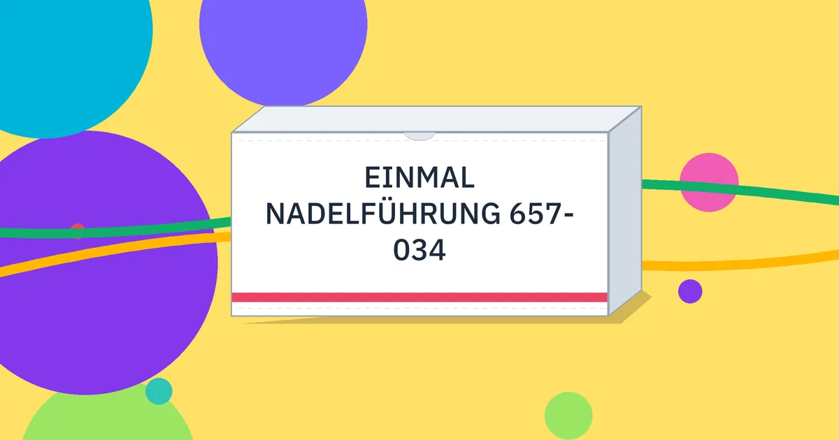 Symbolbild: Packung mit der Aufschrift EINMAL NADELFÜHRUNG 657-034 (PZN 16258479) – Verfügbarkeit und Bezug in Apotheken in Frankfurt am Main