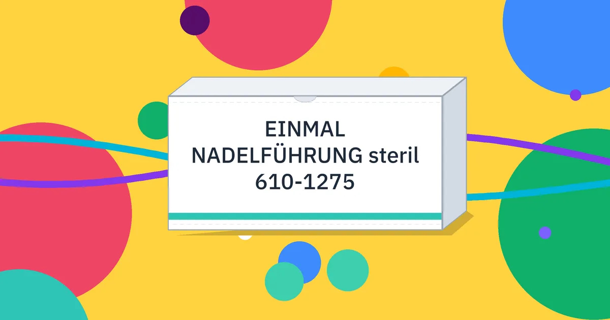 Symbolbild: Packung mit der Aufschrift EINMAL NADELFÜHRUNG steril 610-1275 (PZN 16258309) – Verfügbarkeit und Bezug in Apotheken in Frankfurt am Main