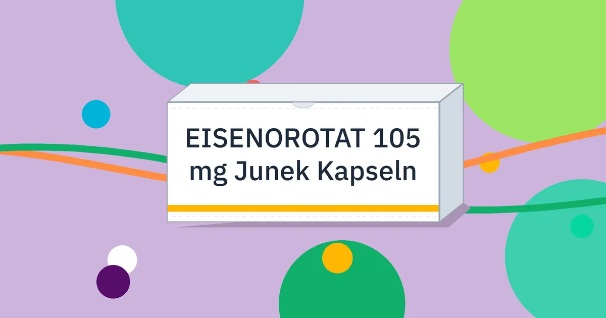 Symbolbild: Packung mit der Aufschrift EISENOROTAT 105 mg Junek Kapseln (PZN 16935000) – Verfügbarkeit und Bezug in Apotheken in Frankfurt am Main