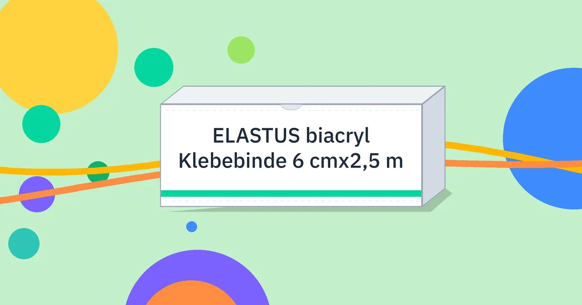 Symbolbild: Packung mit der Aufschrift ELASTUS biacryl Klebebinde 6 cmx2,5 m (PZN 10417209) – Verfügbarkeit und Bezug in Apotheken in Frankfurt am Main