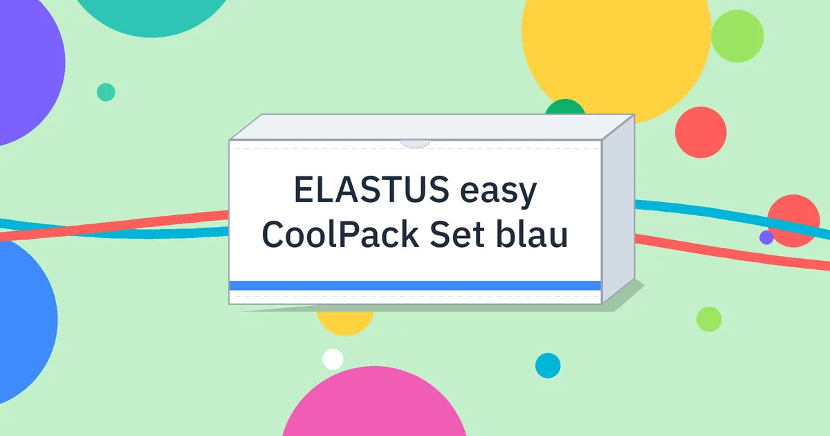 Symbolbild: Packung mit der Aufschrift ELASTUS easy CoolPack Set blau (PZN 07762782) – Verfügbarkeit und Bezug in Apotheken in Frankfurt am Main