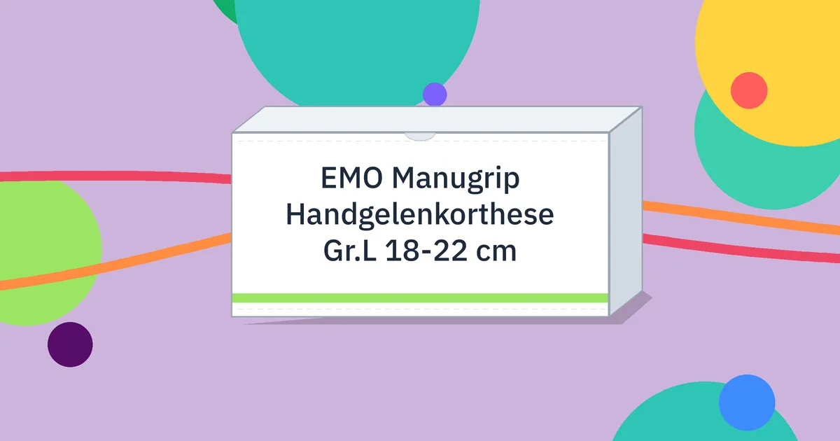 Symbolbild: Packung mit der Aufschrift EMO Manugrip Handgelenkorthese Gr.L 18-22 cm (PZN 15235447) – Verfügbarkeit und Bezug in Apotheken in Frankfurt am Main