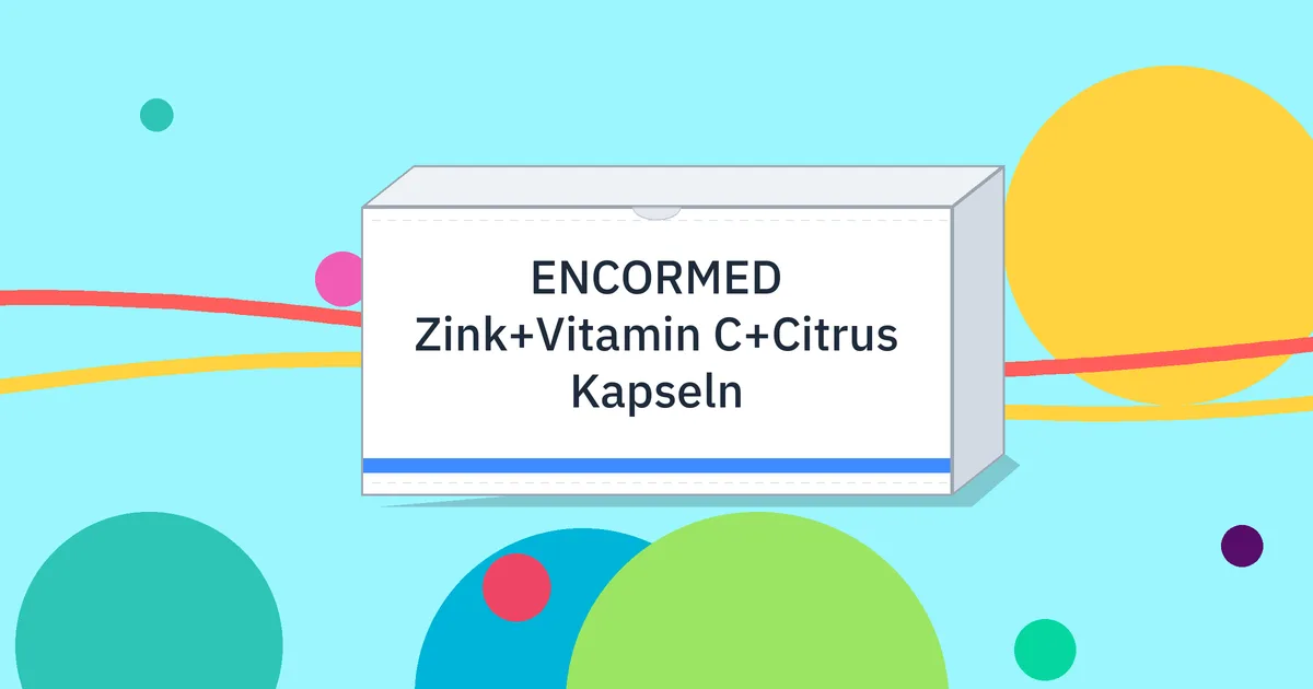Symbolbild: Packung mit der Aufschrift ENCORMED Zink+Vitamin C+Citrus Kapseln (PZN 11858312) – Verfügbarkeit und Bezug in Apotheken in Frankfurt am Main