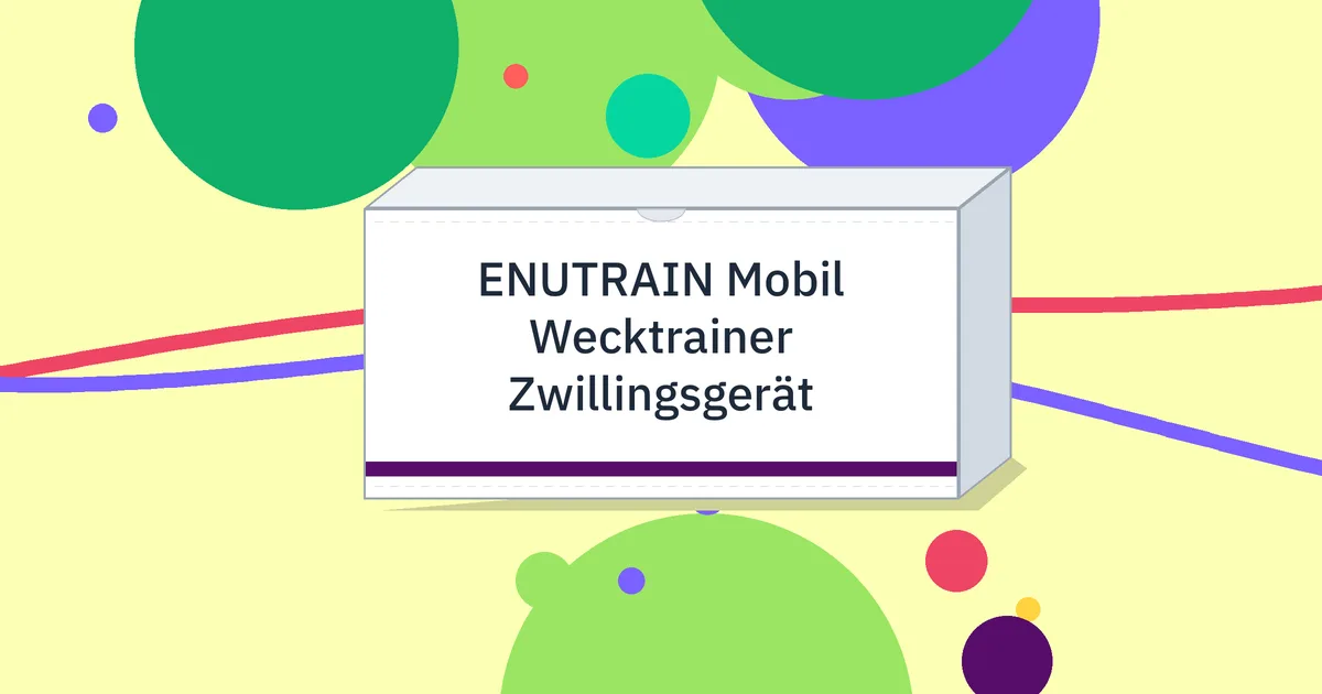 Symbolbild: Packung mit der Aufschrift ENUTRAIN Mobil Wecktrainer Zwillingsgerät (PZN 04491762) – Verfügbarkeit und Bezug in Apotheken in Frankfurt am Main