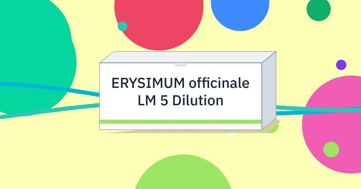 Symbolbild: Packung mit der Aufschrift ERYSIMUM officinale LM 5 Dilution (PZN 13479406) – Verfügbarkeit und Bezug in Apotheken in Frankfurt am Main