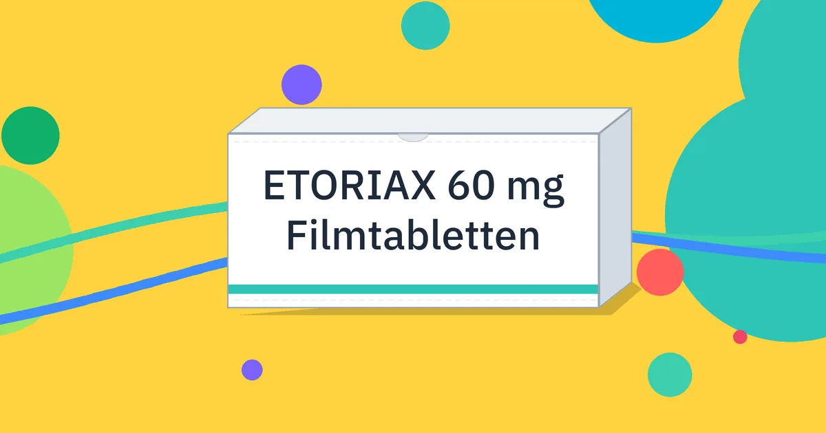 Symbolbild: Packung mit der Aufschrift ETORIAX 60 mg Filmtabletten (PZN 12653888) – Verfügbarkeit und Bezug in Apotheken in Frankfurt am Main