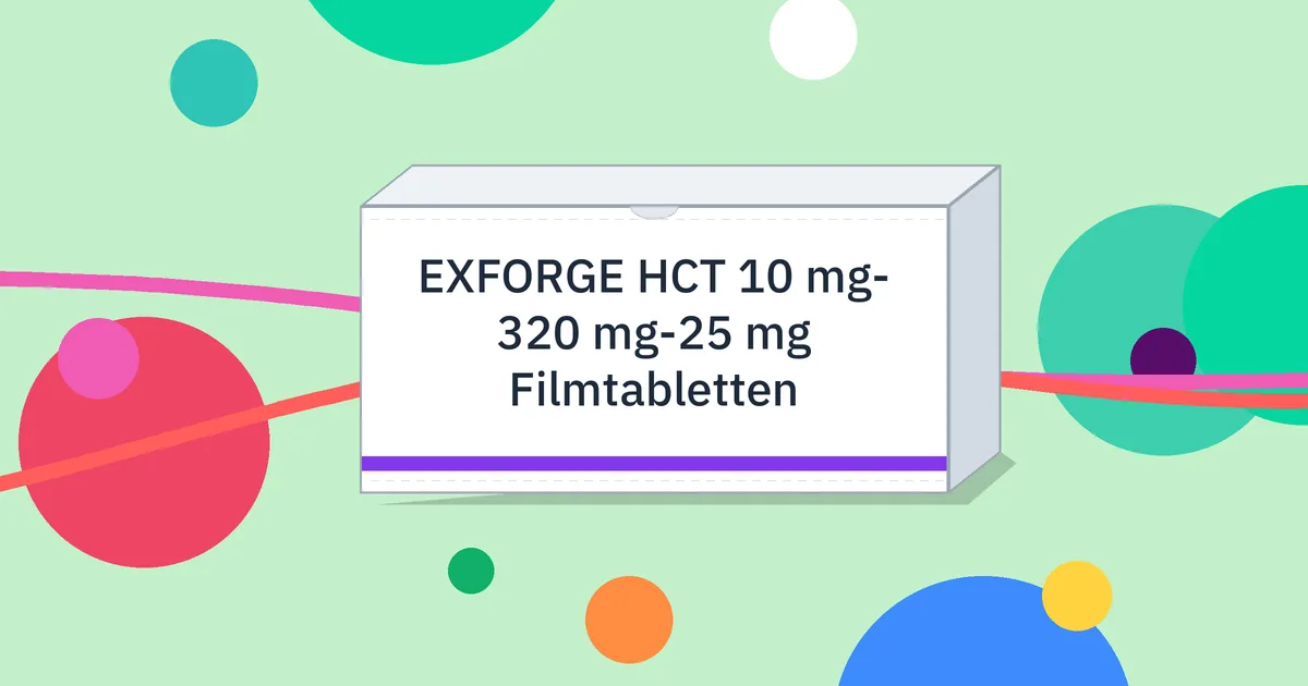 Symbolbild: Packung mit der Aufschrift EXFORGE HCT 10 mg-320 mg-25 mg Filmtabletten (PZN 10978876) – Verfügbarkeit und Bezug in Apotheken in Frankfurt am Main