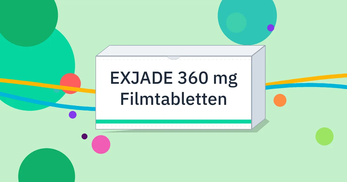 Symbolbild: Packung mit der Aufschrift EXJADE 360 mg Filmtabletten (PZN 13169290) – Verfügbarkeit und Bezug in Apotheken in Frankfurt am Main