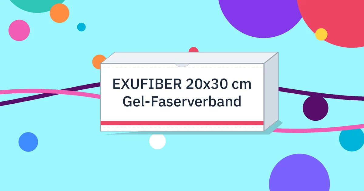 Symbolbild: Packung mit der Aufschrift EXUFIBER 20x30 cm Gel-Faserverband (PZN 14039313) – Verfügbarkeit und Bezug in Apotheken in Frankfurt am Main