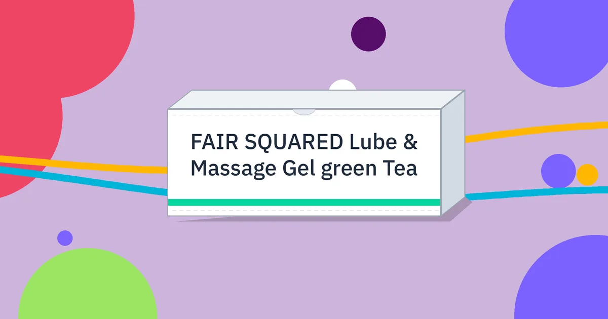 Symbolbild: Packung mit der Aufschrift FAIR SQUARED Lube & Massage Gel green Tea (PZN 13653896) – Verfügbarkeit und Bezug in Apotheken in Frankfurt am Main