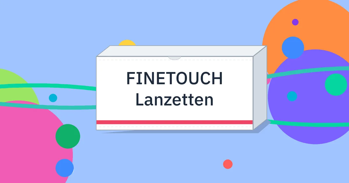 Symbolbild: Packung mit der Aufschrift FINETOUCH Lanzetten (PZN 09630837) – Verfügbarkeit und Bezug in Apotheken in Frankfurt am Main